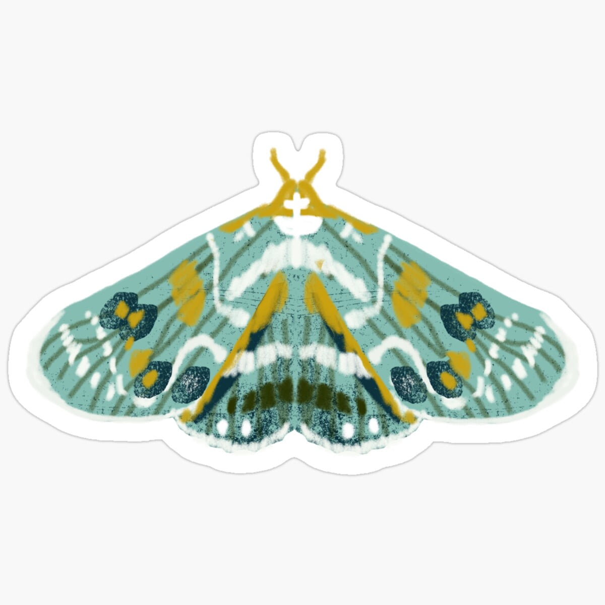 KIRA Moth Sticker, Moth Art, Blue Green Moth, Lepidoptery, Glossy ...