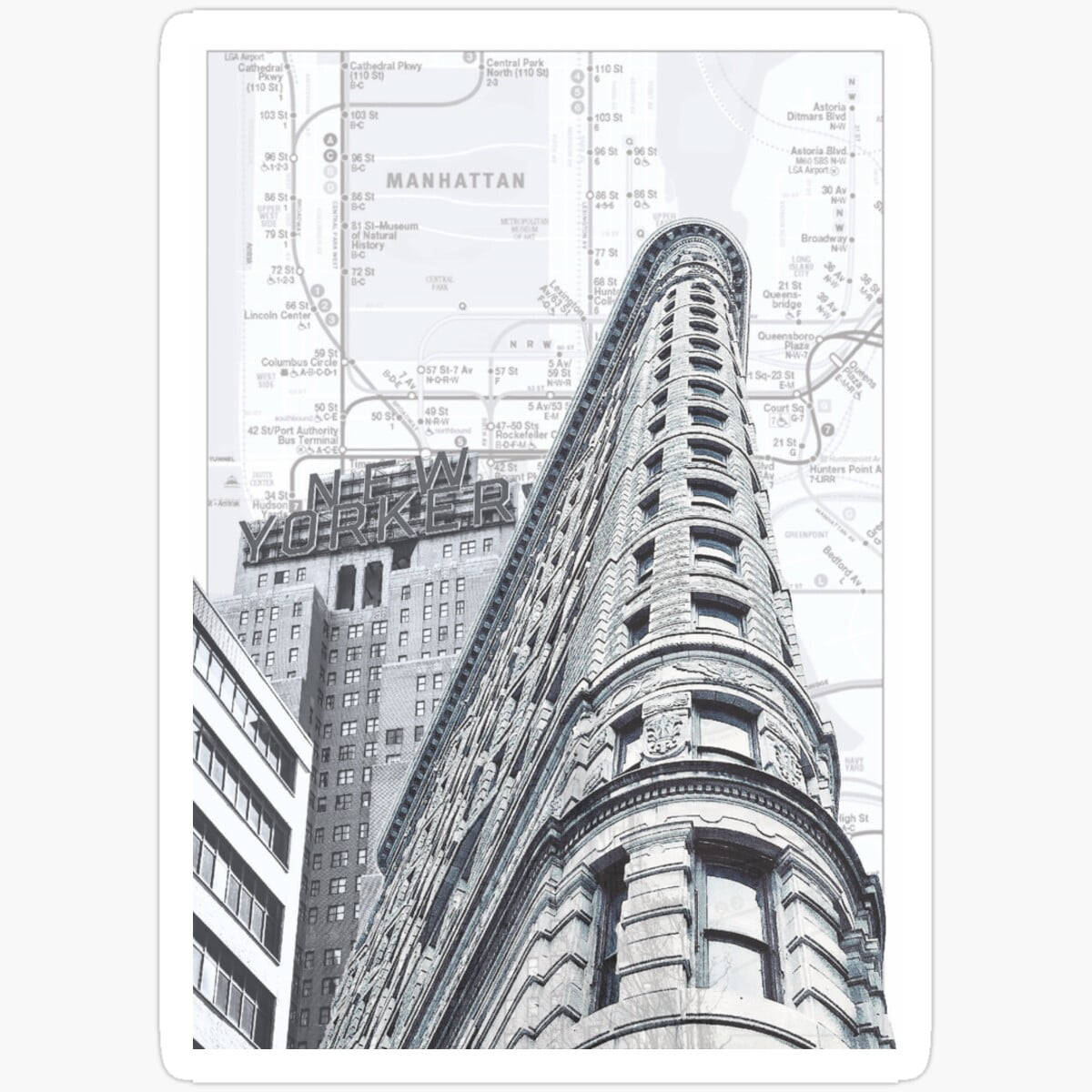 KIRA New York City Subway Map And Buildings Sticker Birthday Gifts ...