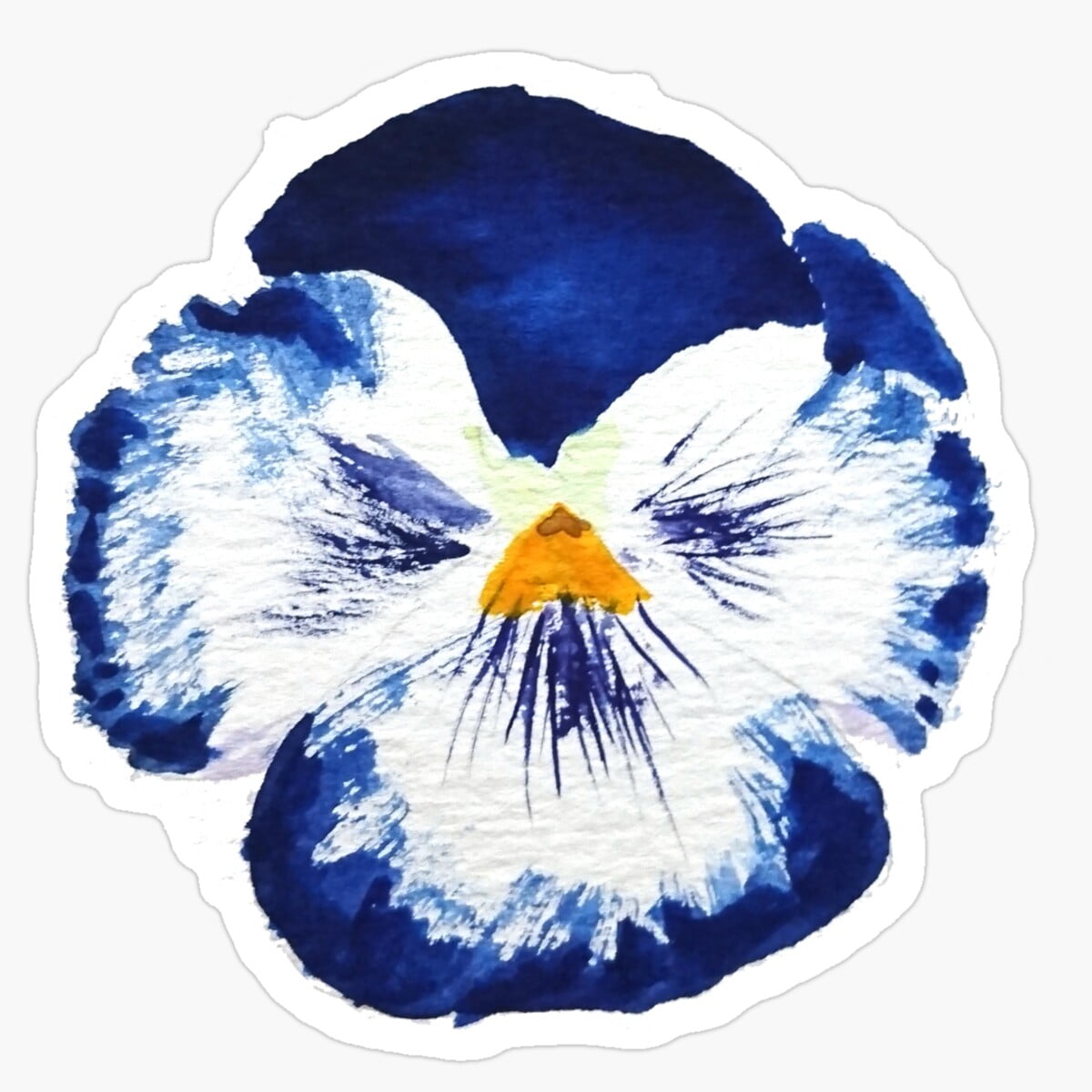 KIRA One Blue Pansy Watercolor Sticker Birthday Gifts - Decorative ...