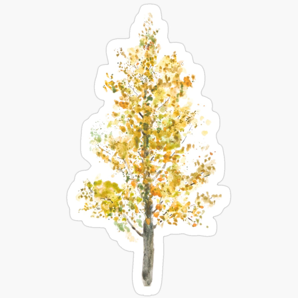 KIRA One Lone Yellow Poplar Tree Watercolor Sticker Birthday Gifts ...