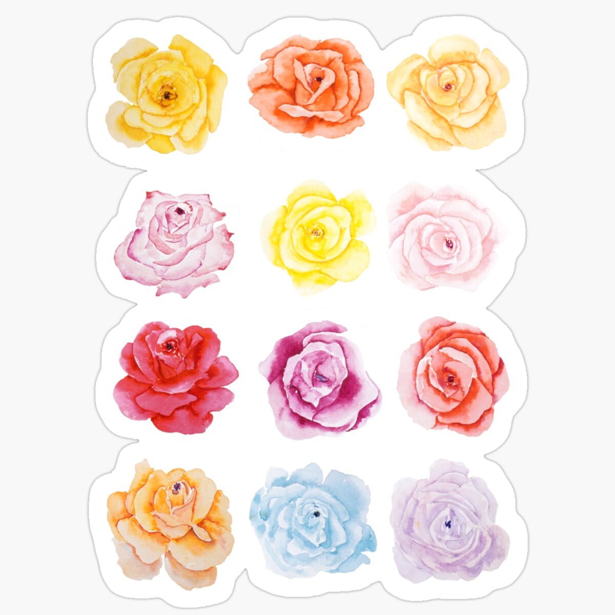 KIRA Original Colourful Rose Collections Watercolour Sticker Birthday ...