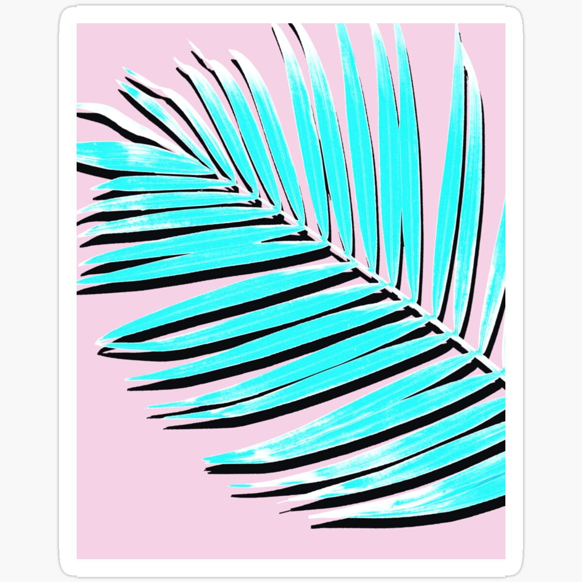 KIRA Palm Print, Tropical Plant, Palm Leaf, Blue, Pink, Sticker ...