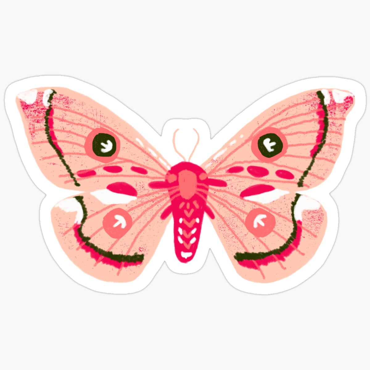 KIRA Pastel Pink Moth Sticker, Moth Art, Pink Moth, Lepidoptery ...