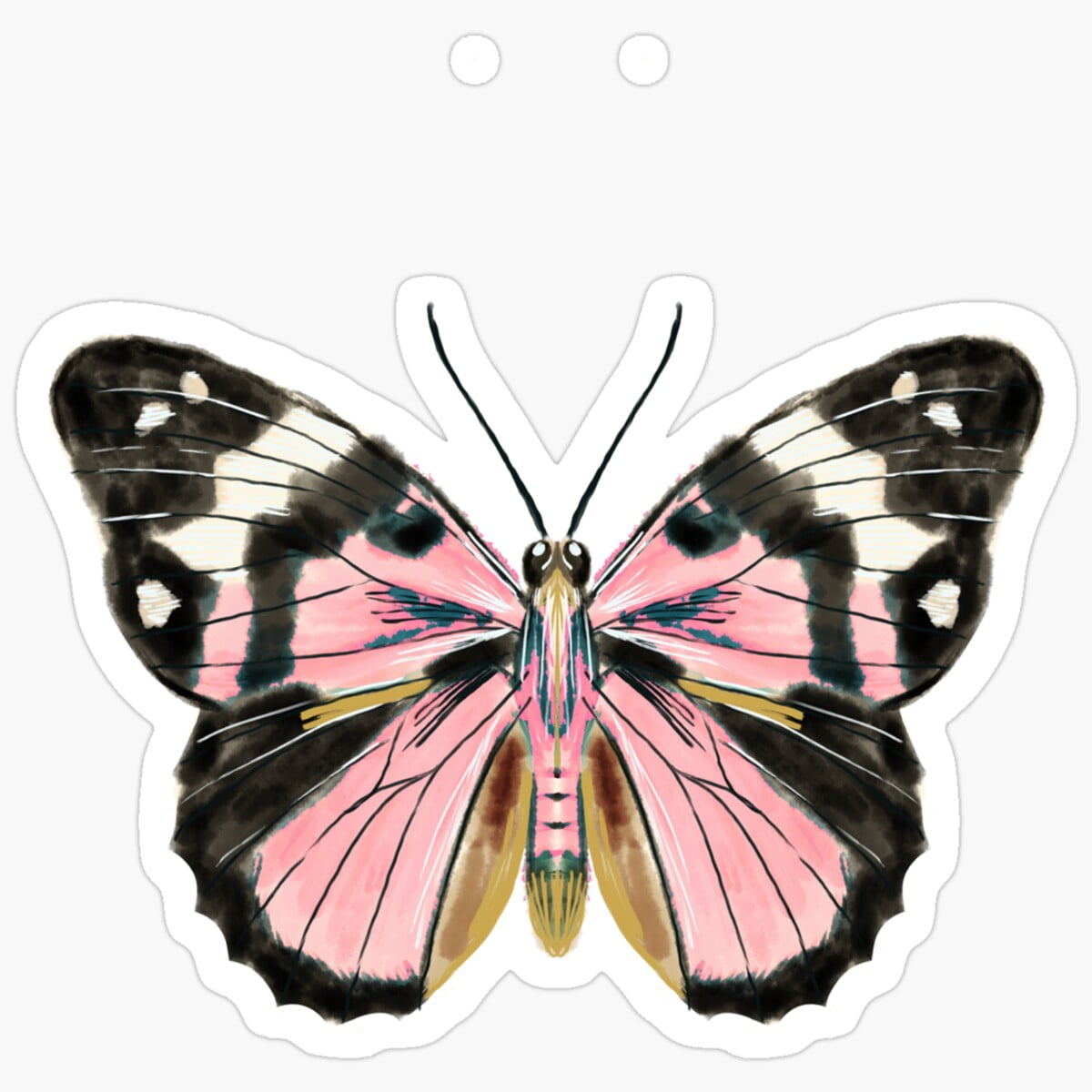 KIRA Pink Butterfly Sticker, Painted Butterfly Design Sticker Birthday ...