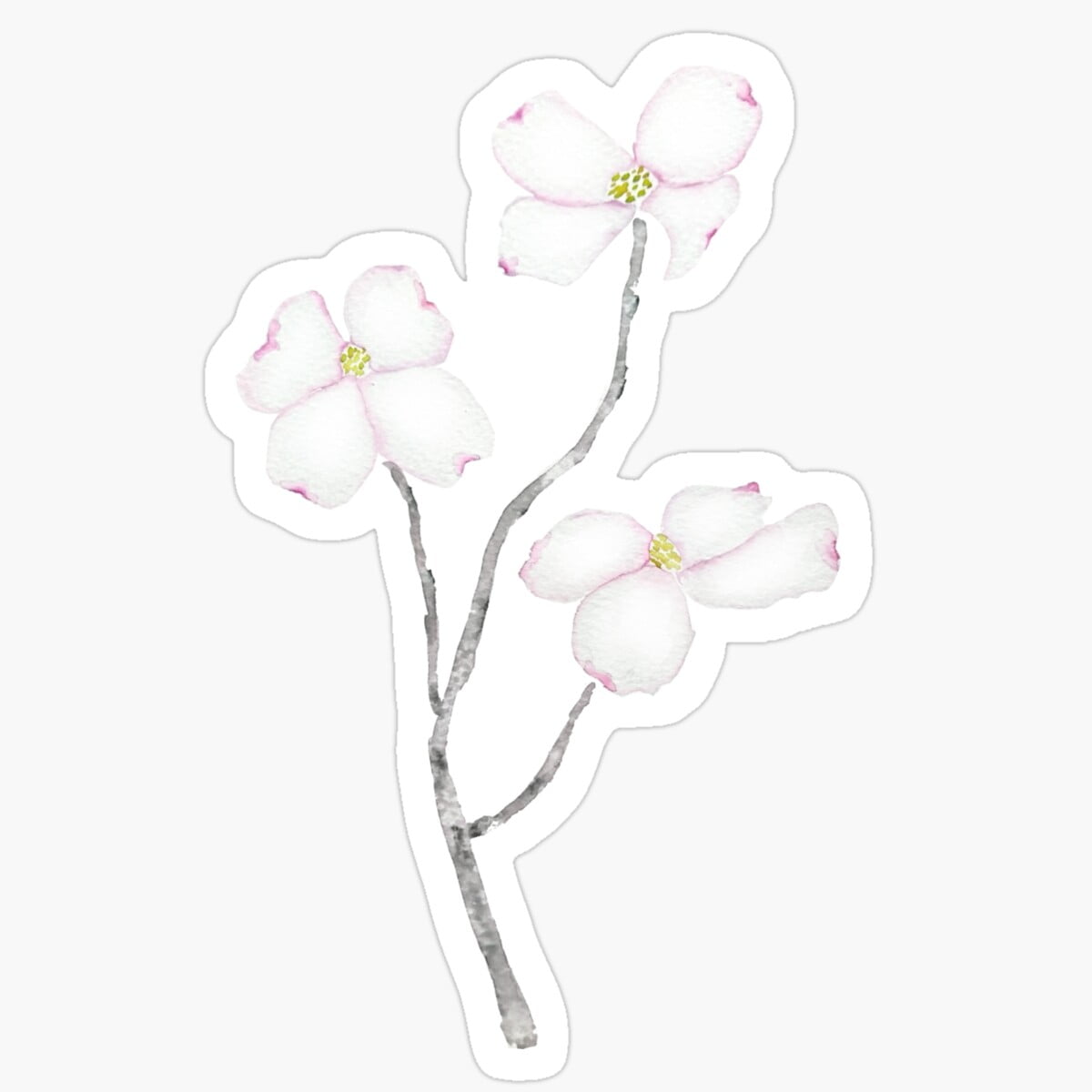 KIRA Pink Dogwood Flower Watercolor Sticker Birthday Gifts - Decorative ...