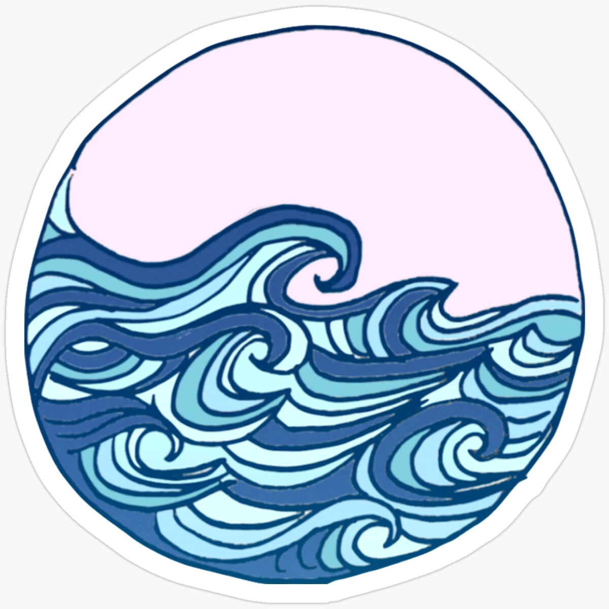 KIRA Pink Ocean Waves Design Sticker Birthday Gifts - Decorative Laptop ...