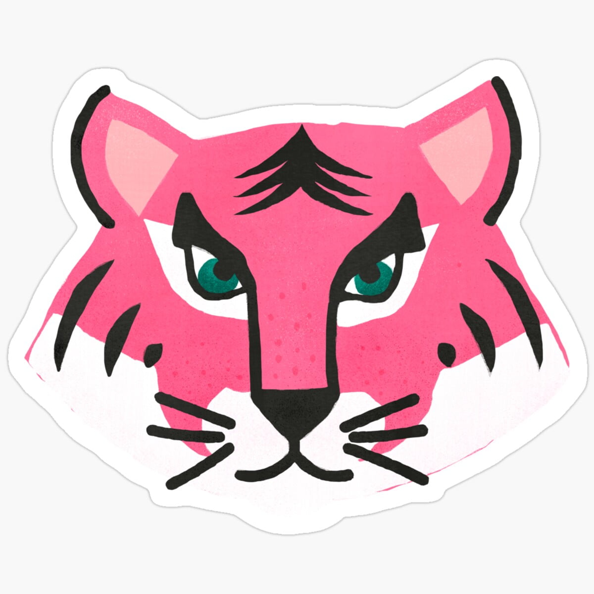 KIRA Pink Tiger Head On Green Sticker Birthday Gifts - Decorative ...