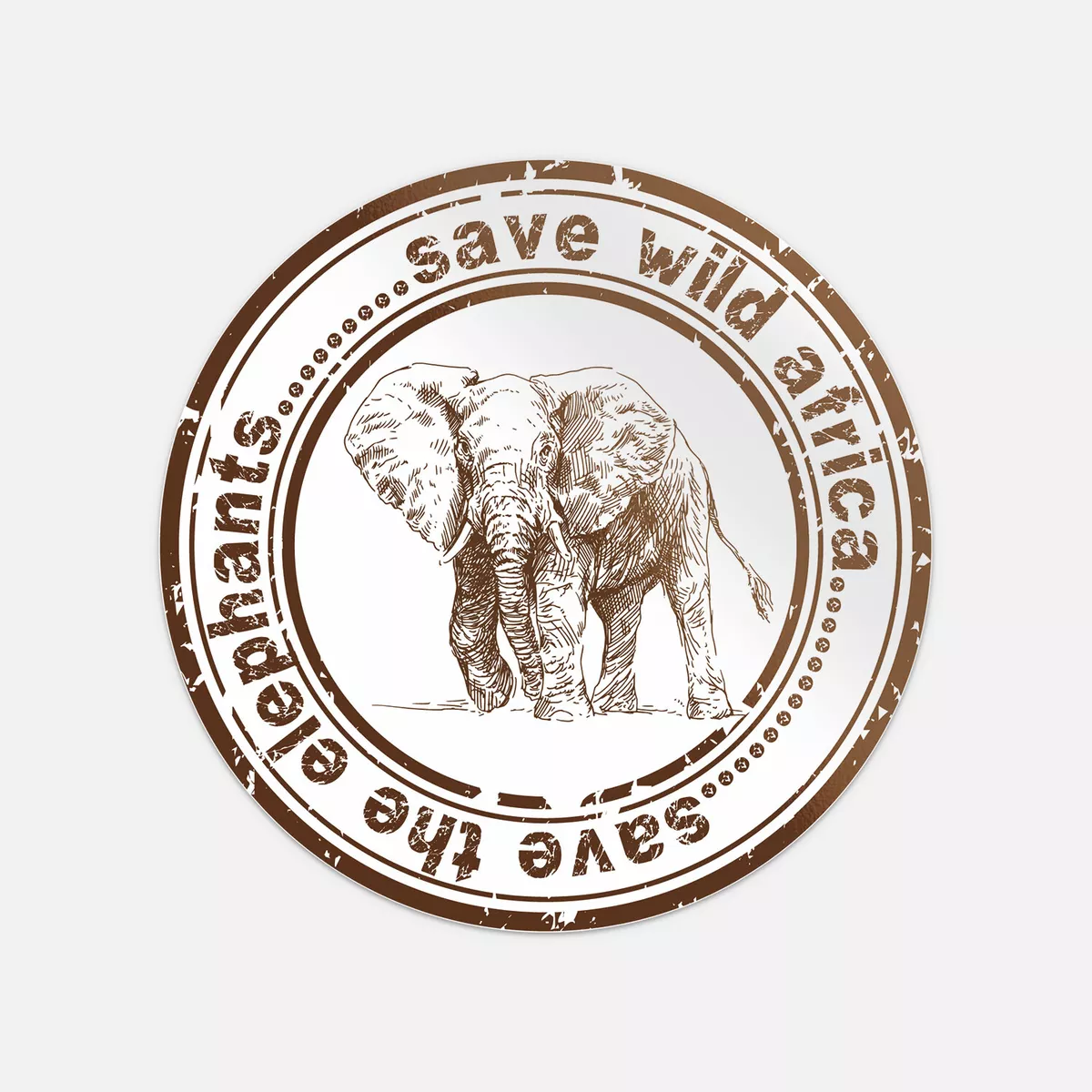 KIRA Protect Wildlife Elephant Nature Africa Animal Grunge Stamp Vinyl ...