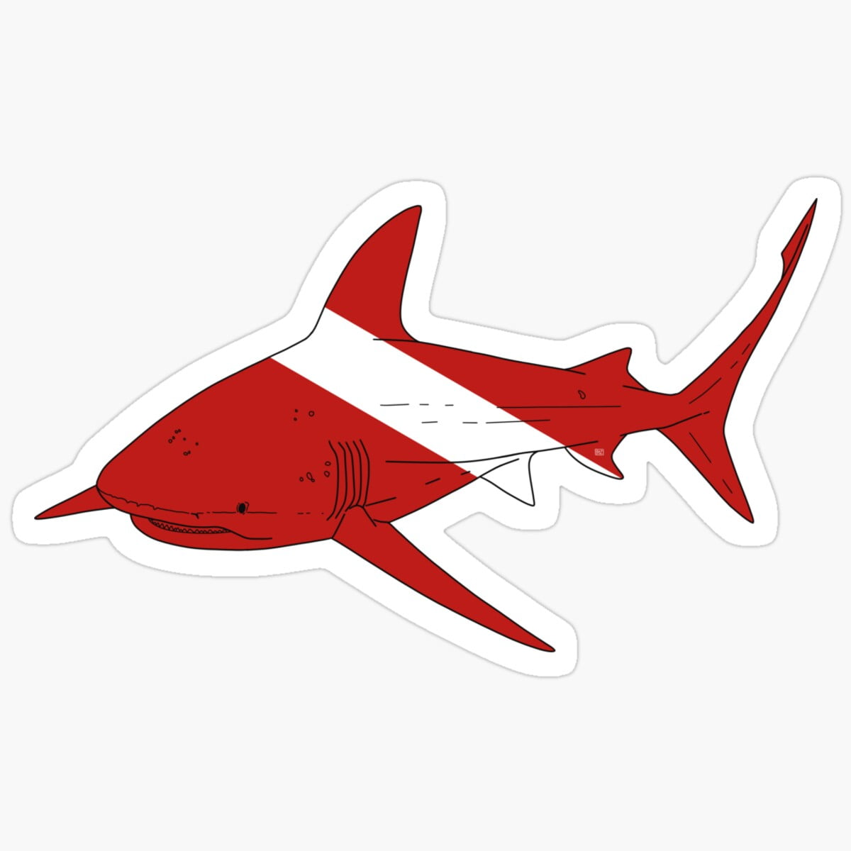 KIRA Scuba Dive Flag Bull Shark Sticker Birthday Gifts - Decorative ...