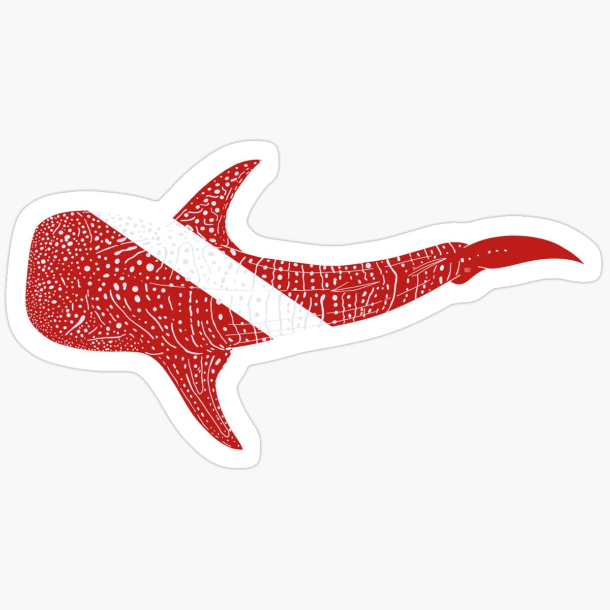 KIRA Scuba Dive Flag Whale Shark Above-White Line Sticker Birthday ...