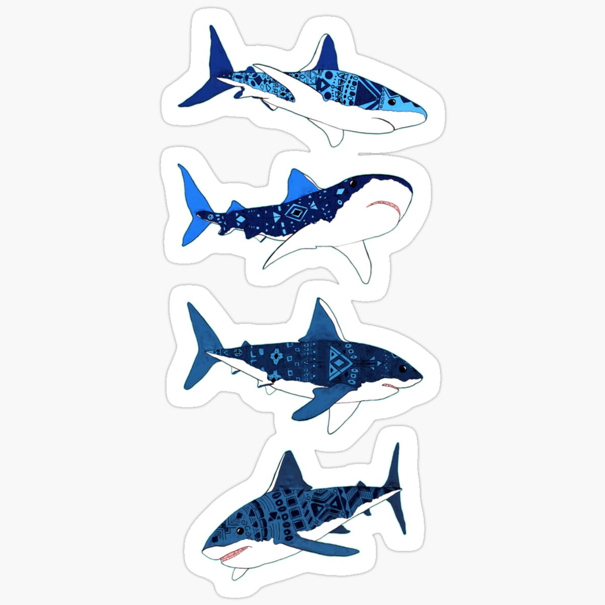KIRA Sharks On Aqua Glossy Sticker Birthday Gifts - Decorative Laptop ...