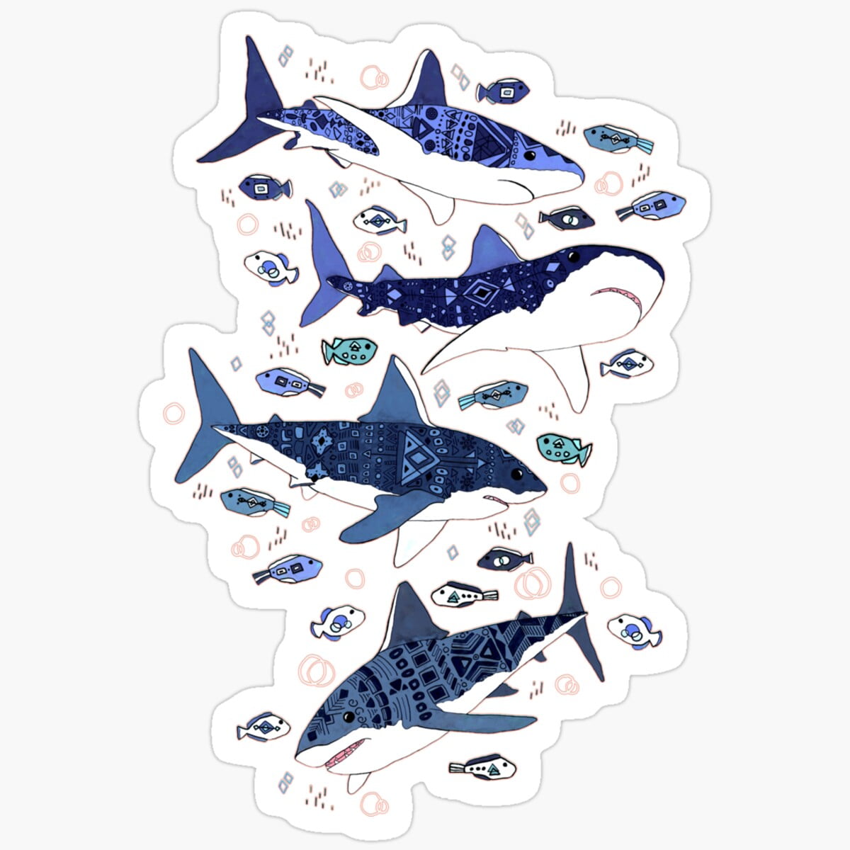 KIRA Sharks On Blush Pink Sticker Birthday Gifts - Decorative Laptop ...