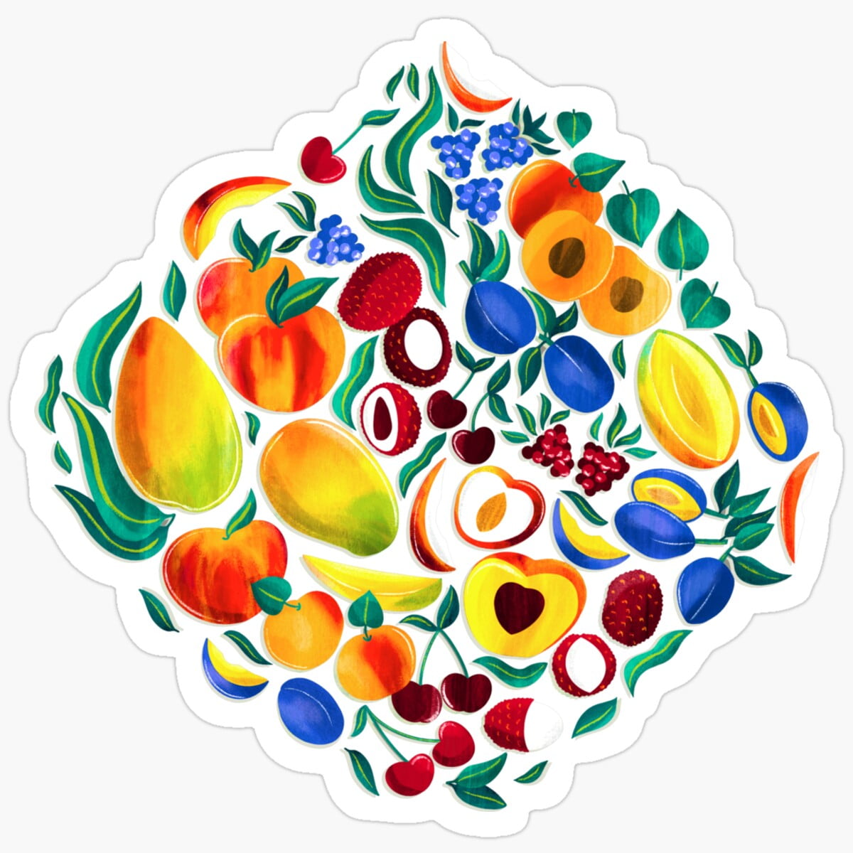 KIRA Stone Fruit Fiestablue Glossy Sticker Birthday Gifts - Decorative ...
