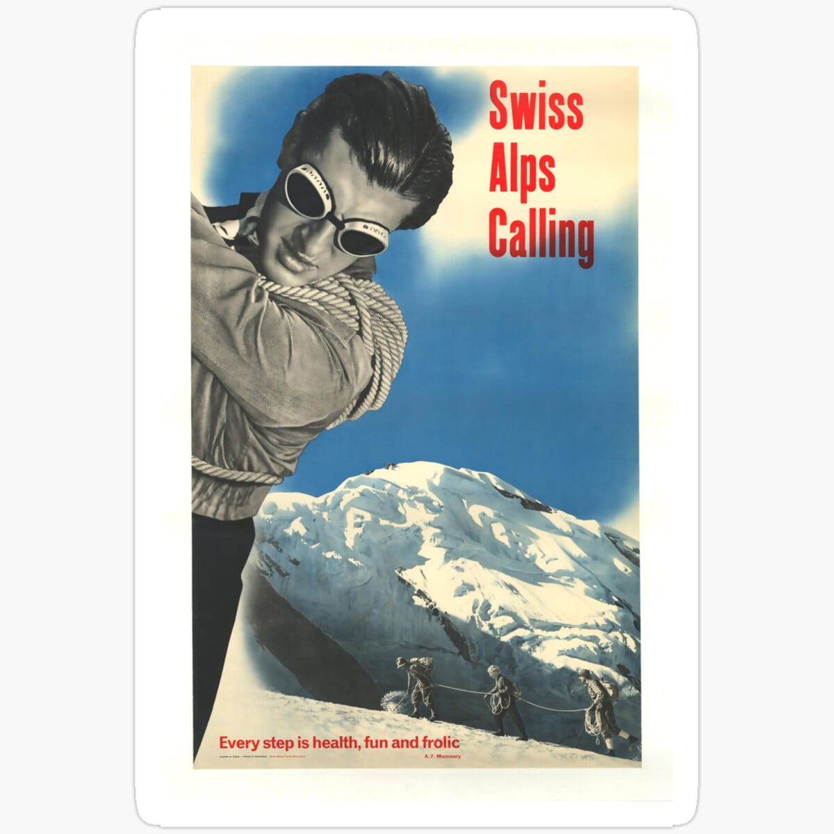 KIRA Swiss Alps Calling, Ski Poster Glossy Sticker Birthday Gifts ...