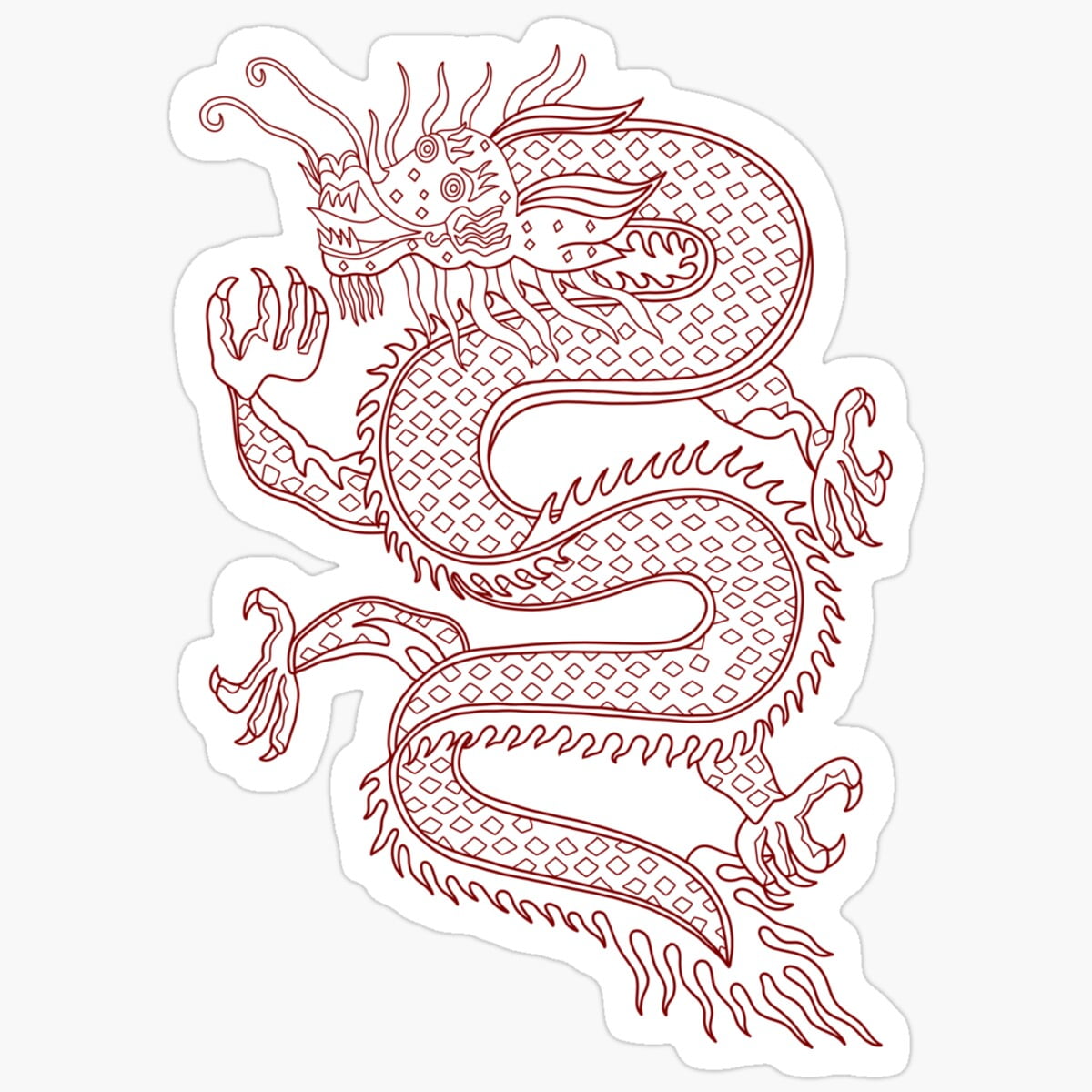 KIRA Tibetan Dragon Rug-Red Lines Sticker Birthday Gifts - Decorative ...