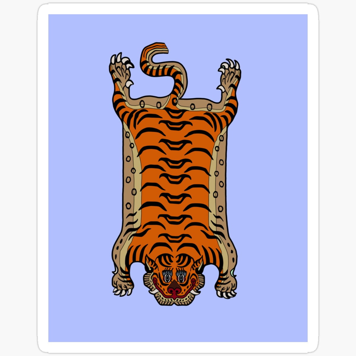 KIRA Tibetan Tiger Rug-Light Blue Sticker Birthday Gifts - Decorative ...