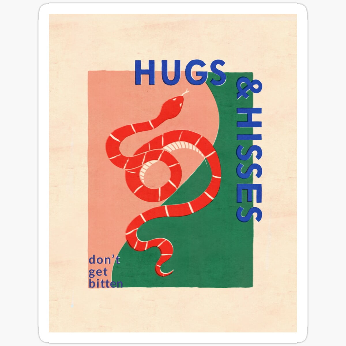 KIRA Vintage Snake, Retro Illustration And Typography Glossy Sticker ...