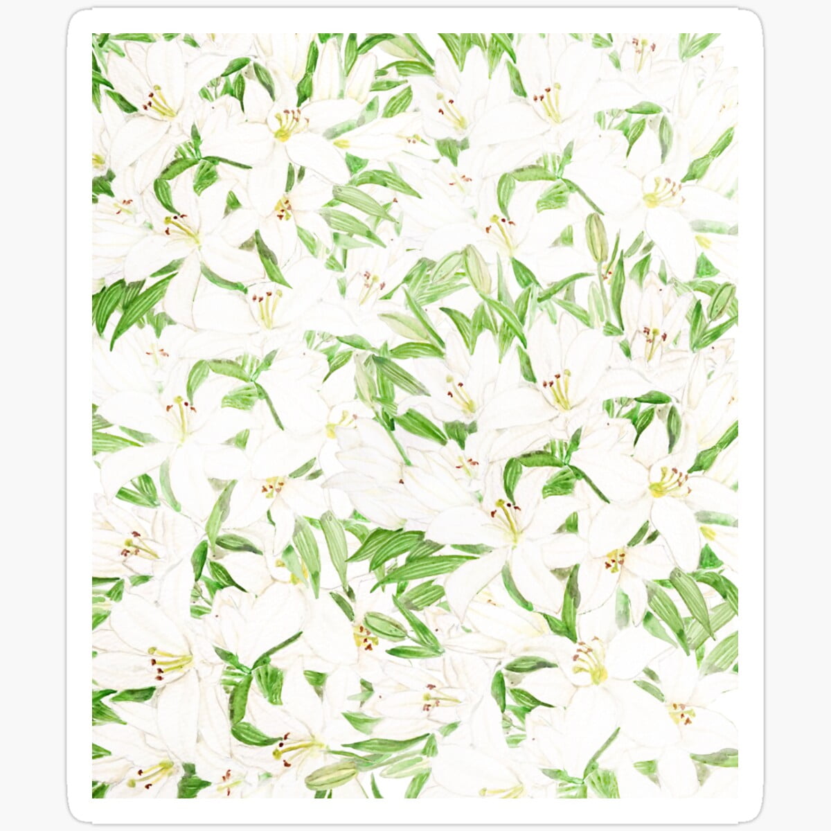 KIRA White Lily Pattern Glossy Sticker Birthday Gifts - Decorative ...