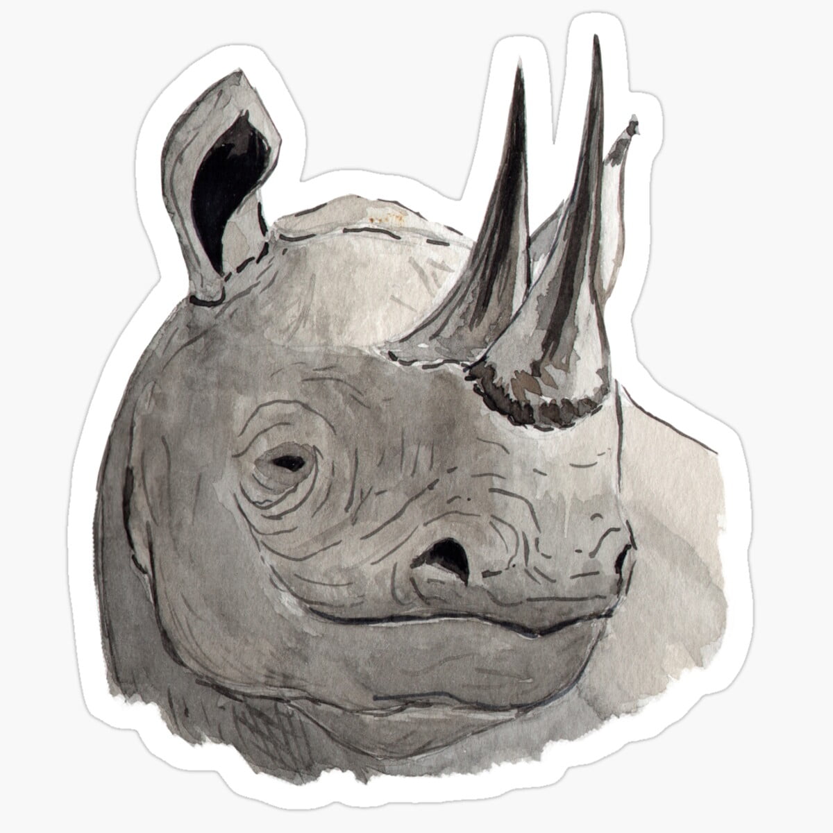 KIRA White Rhino Head Glossy Sticker Birthday Gifts - Decorative Laptop ...