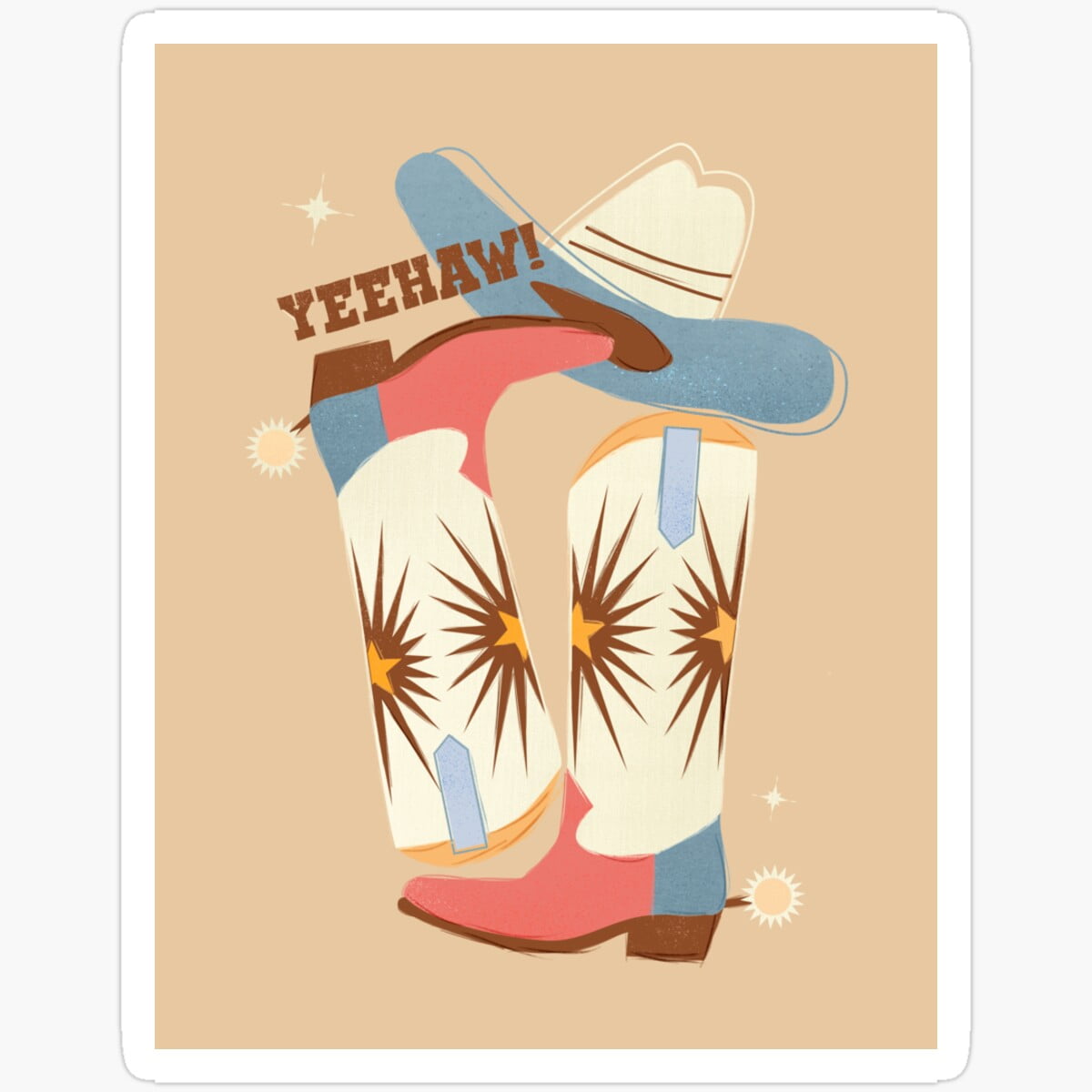KIRA Yeehaw! Cowboy Boots Glossy Sticker Birthday Gifts - Decorative ...