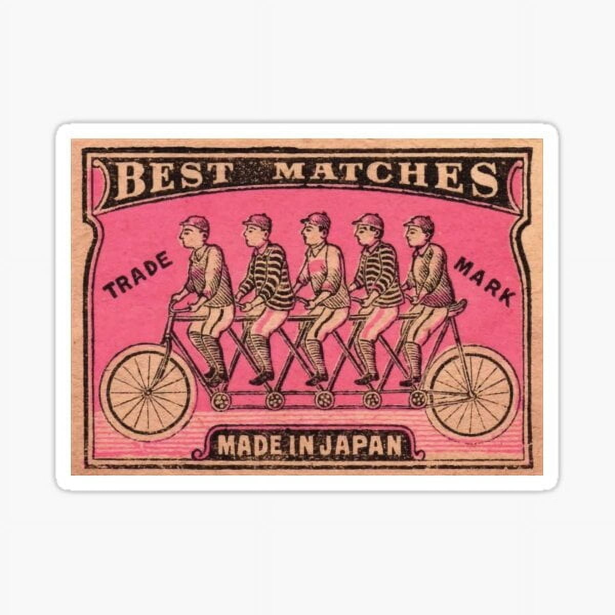 KIRAKIRA 1910 Japanese Tandem Bicycle Matchbox Label Sticker - Walmart.com