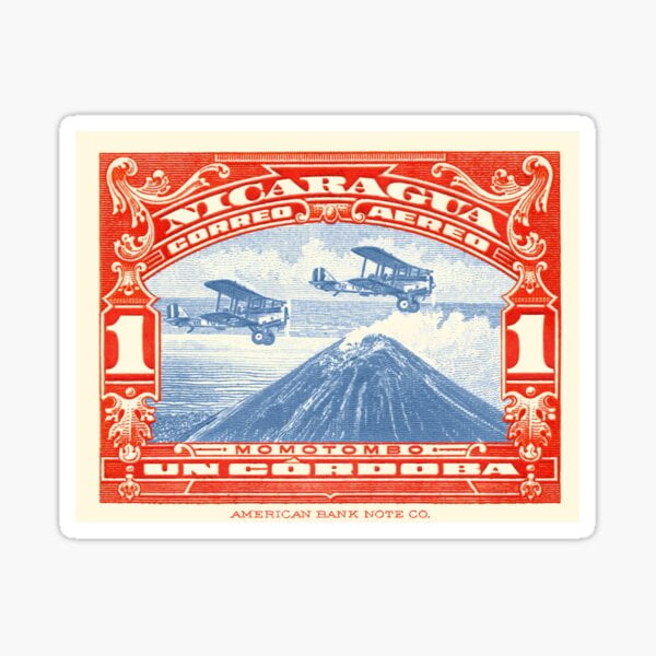 KIRAKIRA 1929 NICARAGUA Biplanes Over Momotombo Stamp Sticker - Walmart.com
