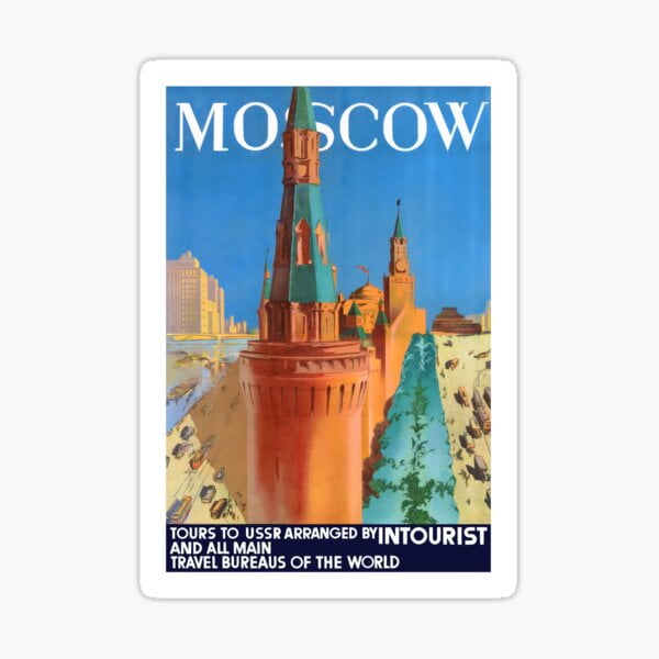 KIRAKIRA 1930s RUSSIA Moscow Intourist Travel Sticker - Walmart.com