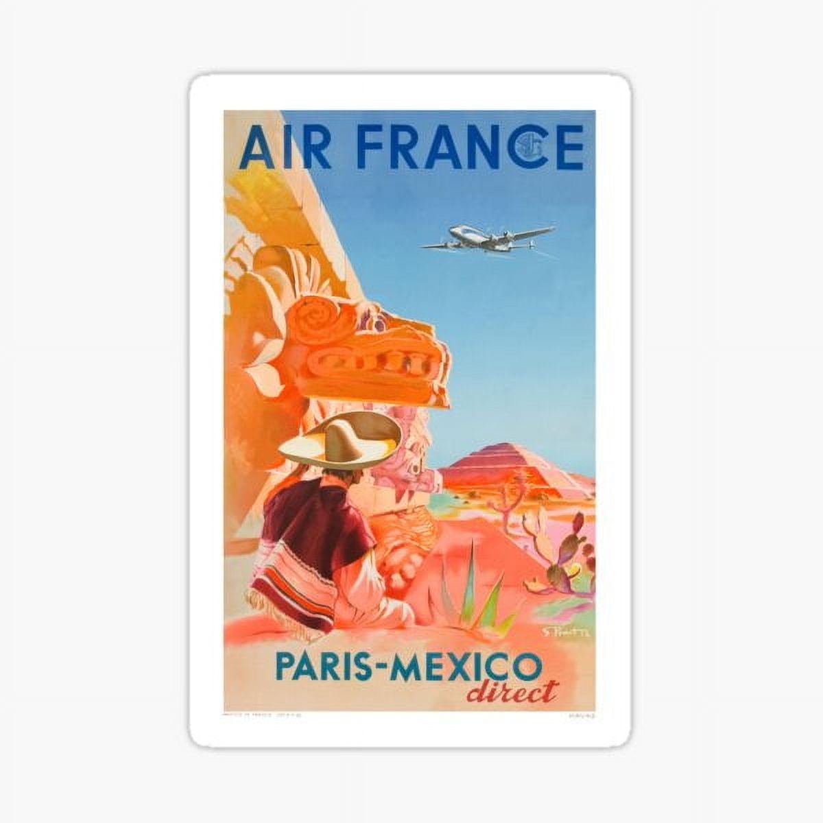 KIRAKIRA 1952 AIR FRANCE Paris Mexico Direct Travel Sticker - Walmart.com