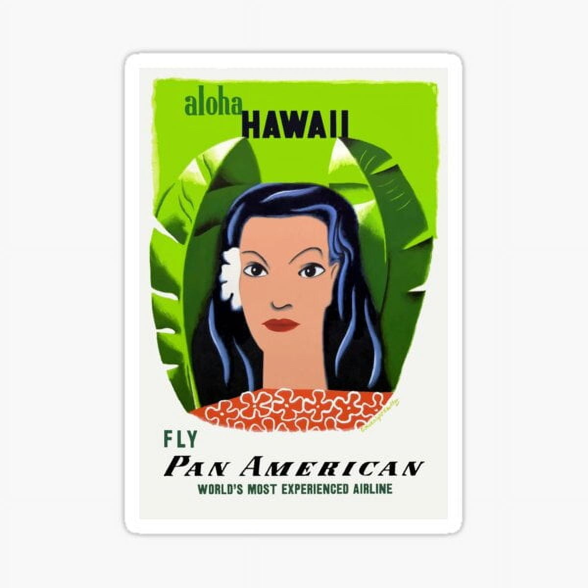 KIRAKIRA 1953 Aloha HAWAII Pan American Airlines Advertising Sticker ...
