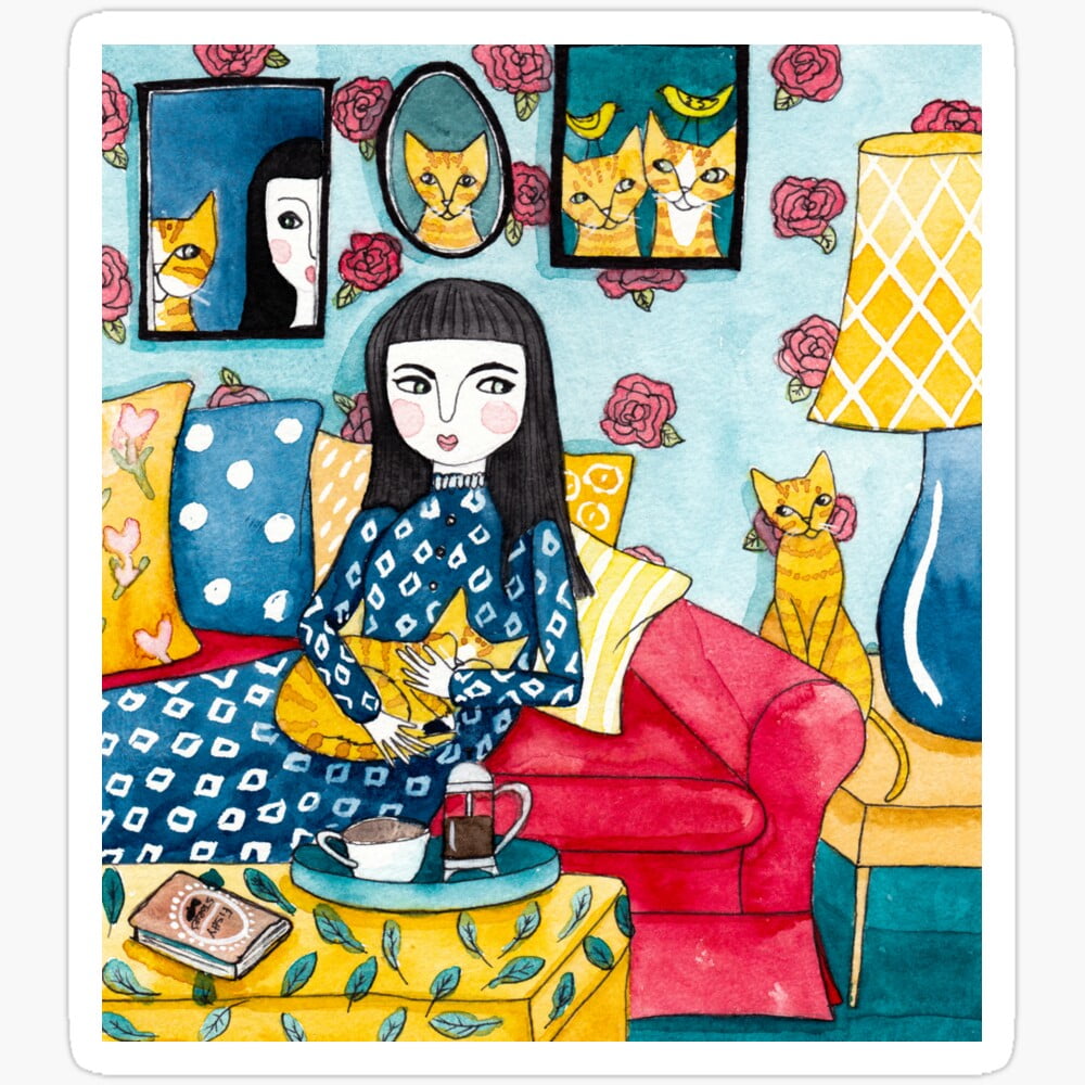 KIRAKIRA A Girl and Her Ginger Cats Sticker. Single, trio, or squad — Collect them all ...