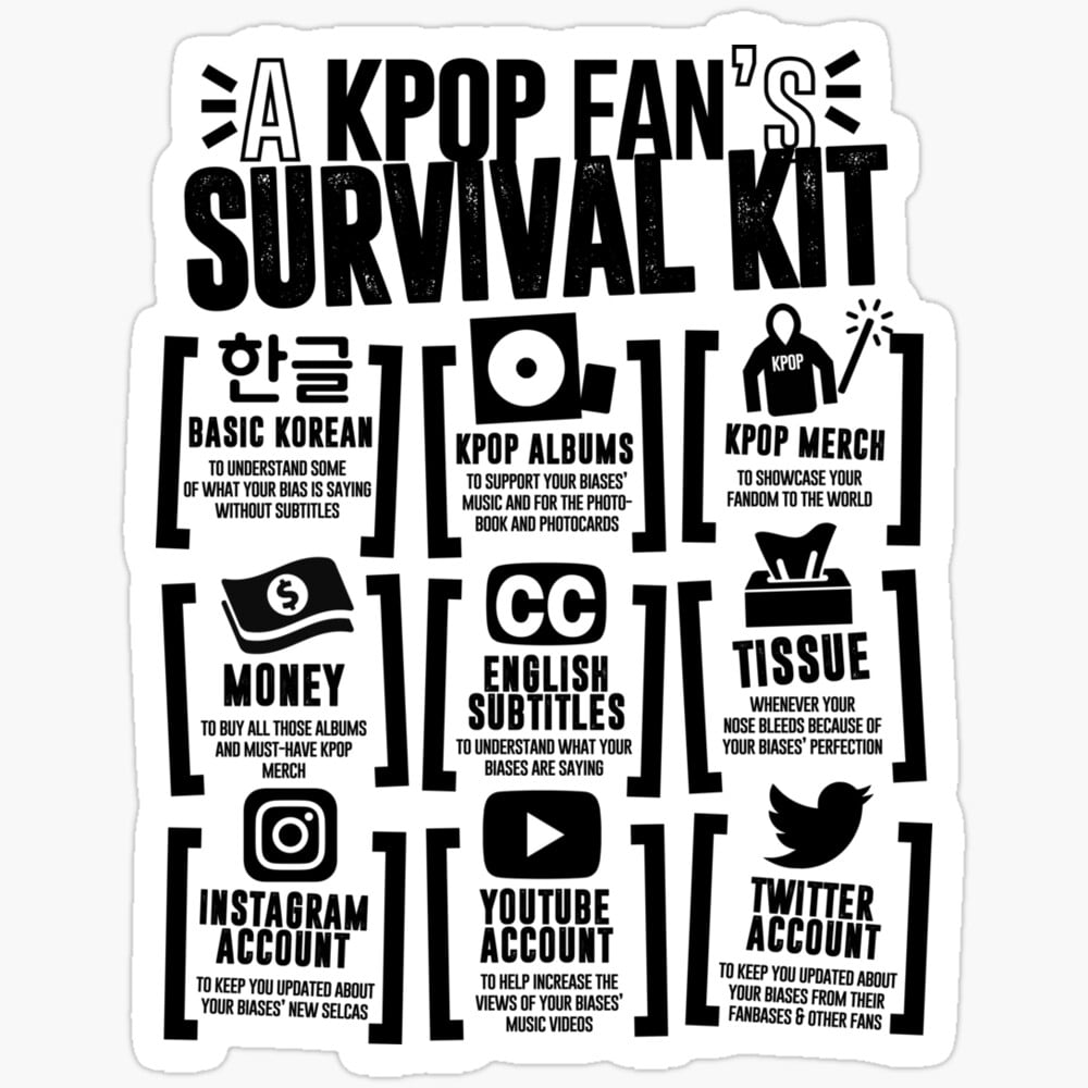 KIRAKIRA A KPOP FAN'S SURVIVAL KIT (Whiter Ver.) Sticker. Single, trio ...