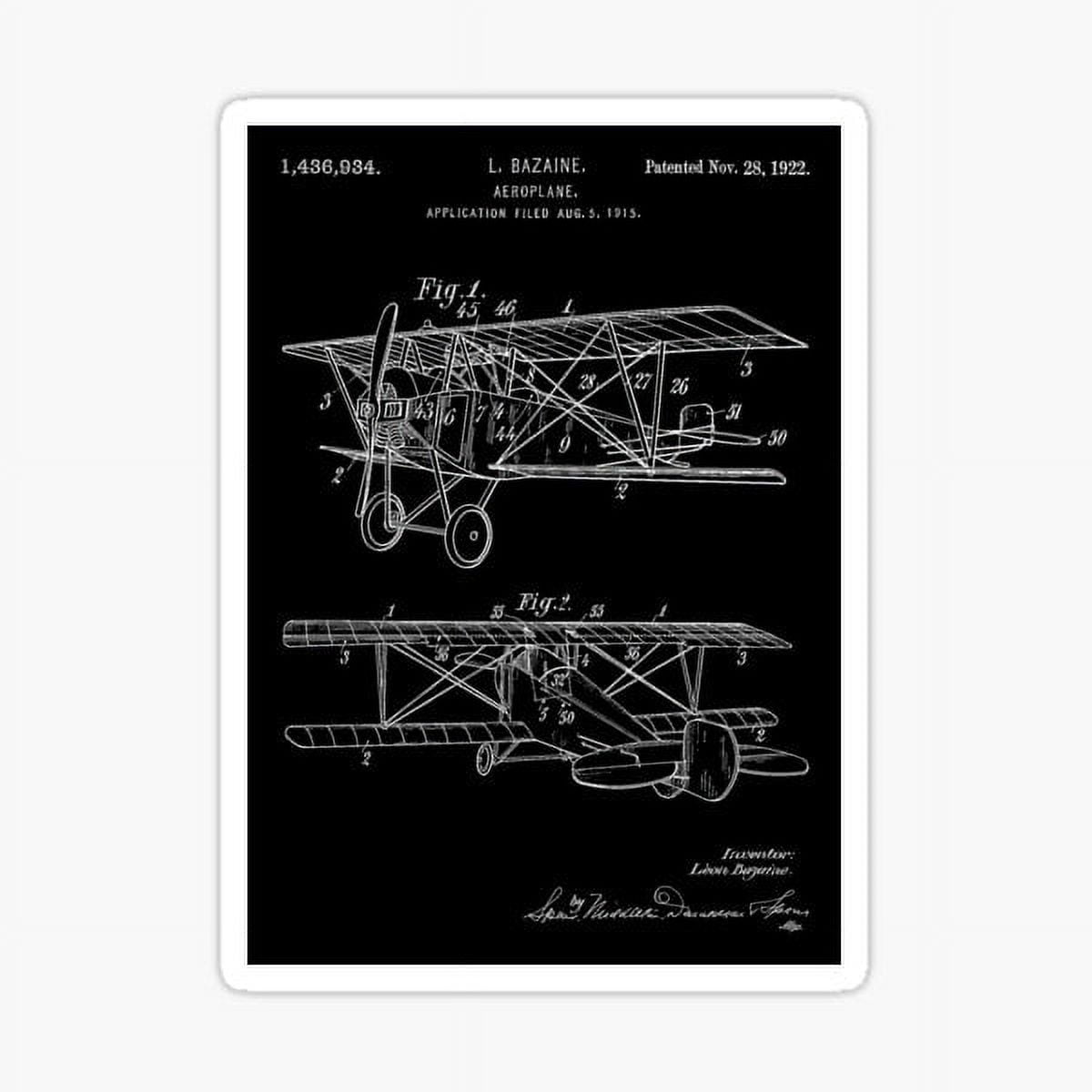 KIRAKIRA Aeroplane 1922 vintage patent art Sticker - Walmart.com