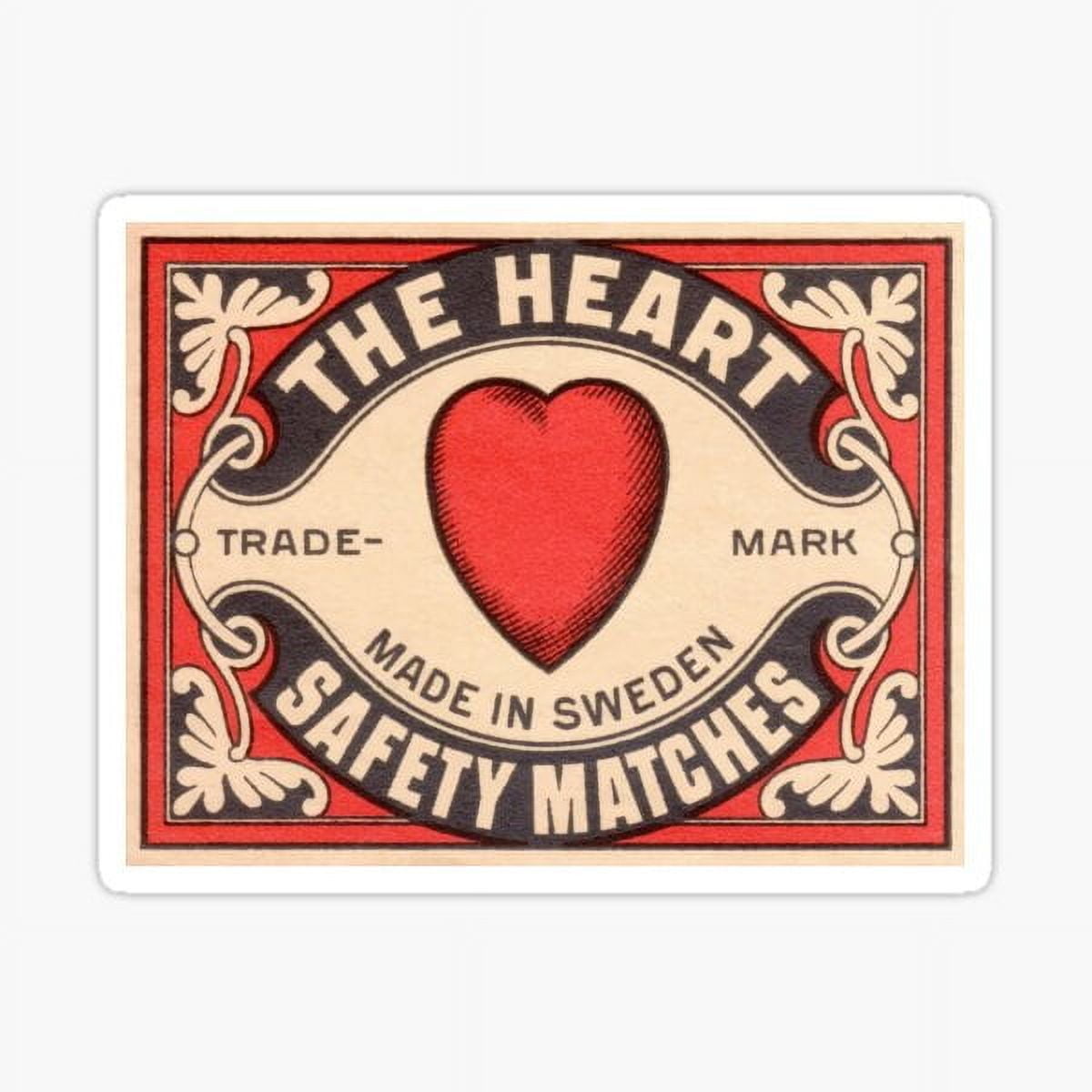 KIRAKIRA Antique Swedish Matchbox Label The Heart Sticker - Walmart.com