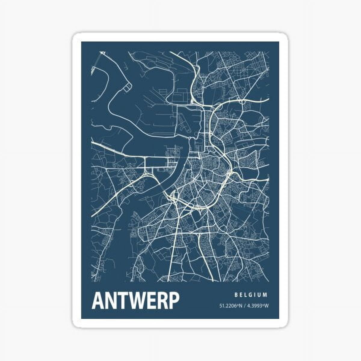 KIRAKIRA Antwerp Blueprint City Map Sticker - Walmart.com