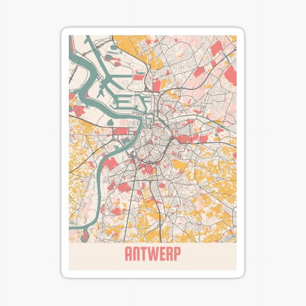 KIRAKIRA Antwerp City Map Chalk Retro City Map Sticker - Walmart.com