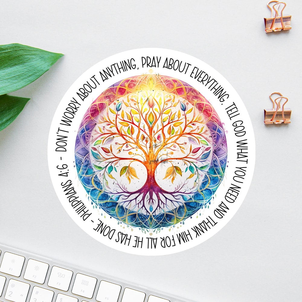 KIRAKIRA Anxiety Sticker, Don't Worry About Anything Stickers, Tree Of ...