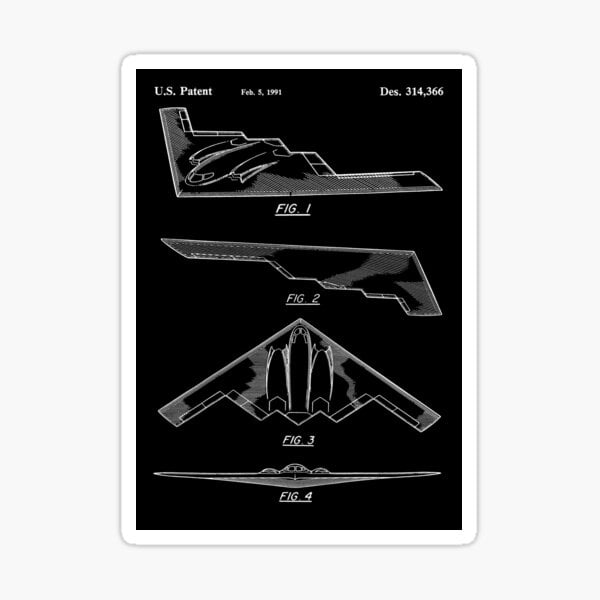 KIRAKIRA B2 Stealth Bomber patent art, 1991 Patent Sticker - Walmart.com
