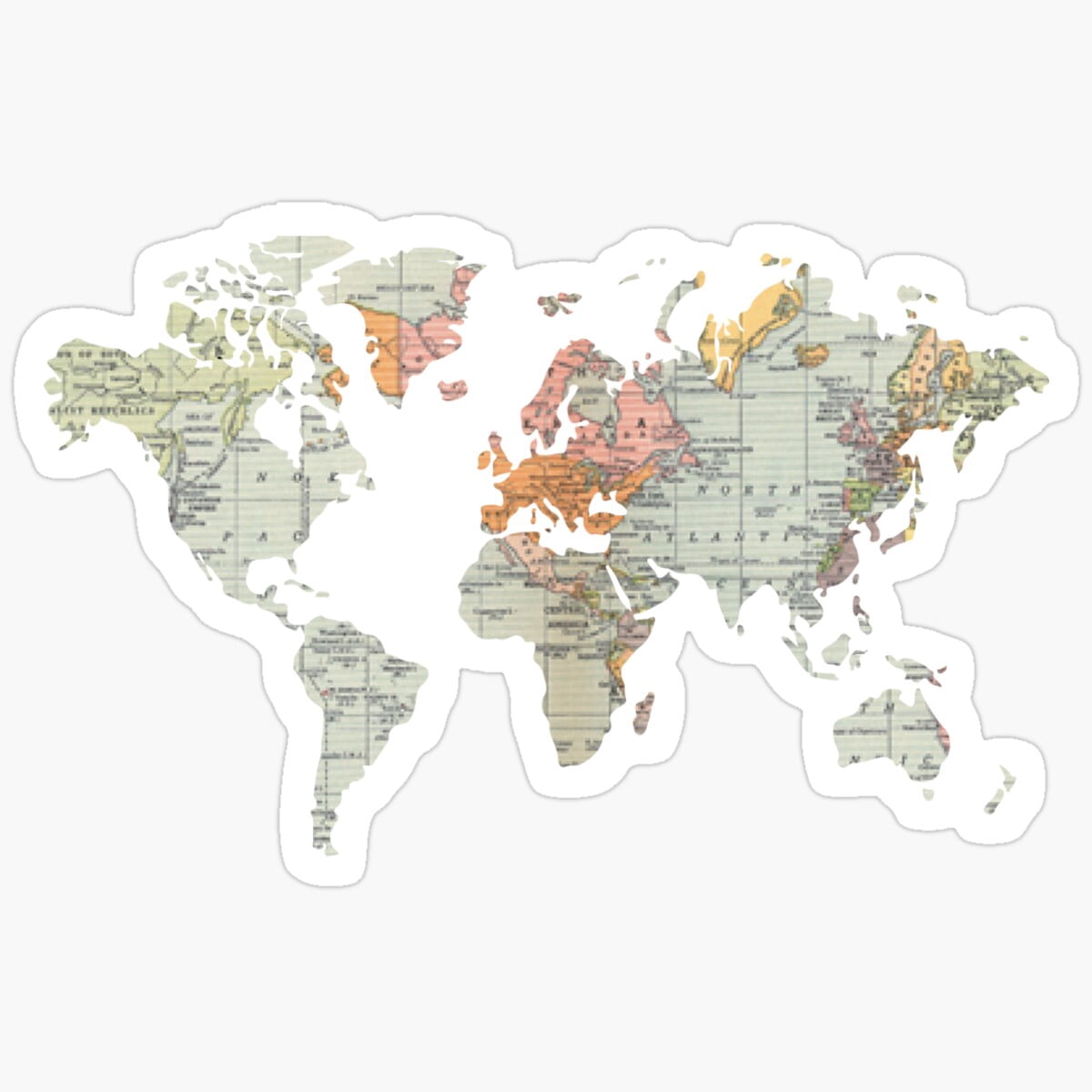KIRAKIRA Baesic Vintage World Map Sticker. Gift For You - Decorate ...