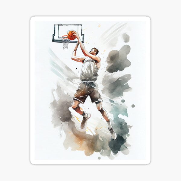 KIRAKIRA Basketball Player Watercolour Art, Basketball Digital Wall Art ...