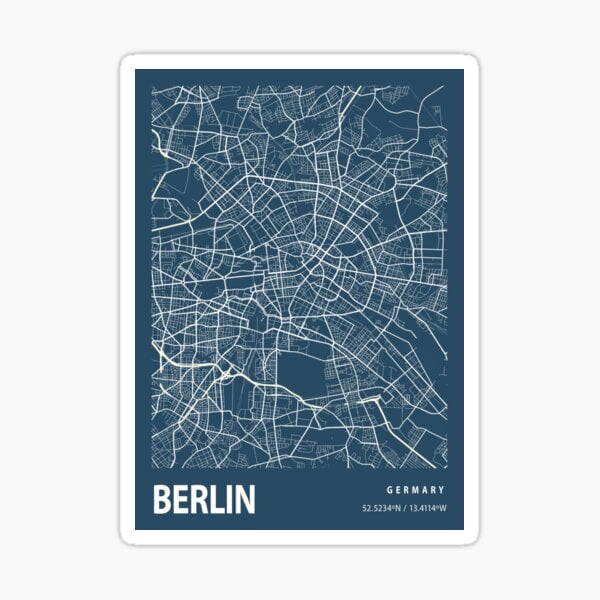 KIRAKIRA Berlin Blueprint City Map Sticker - Walmart.com