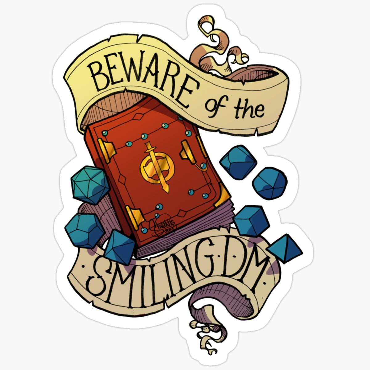 KIRAKIRA Beware Of The Smiling Dungeon Master Sticker. Gift For You - Decorate Laptops, Water ...