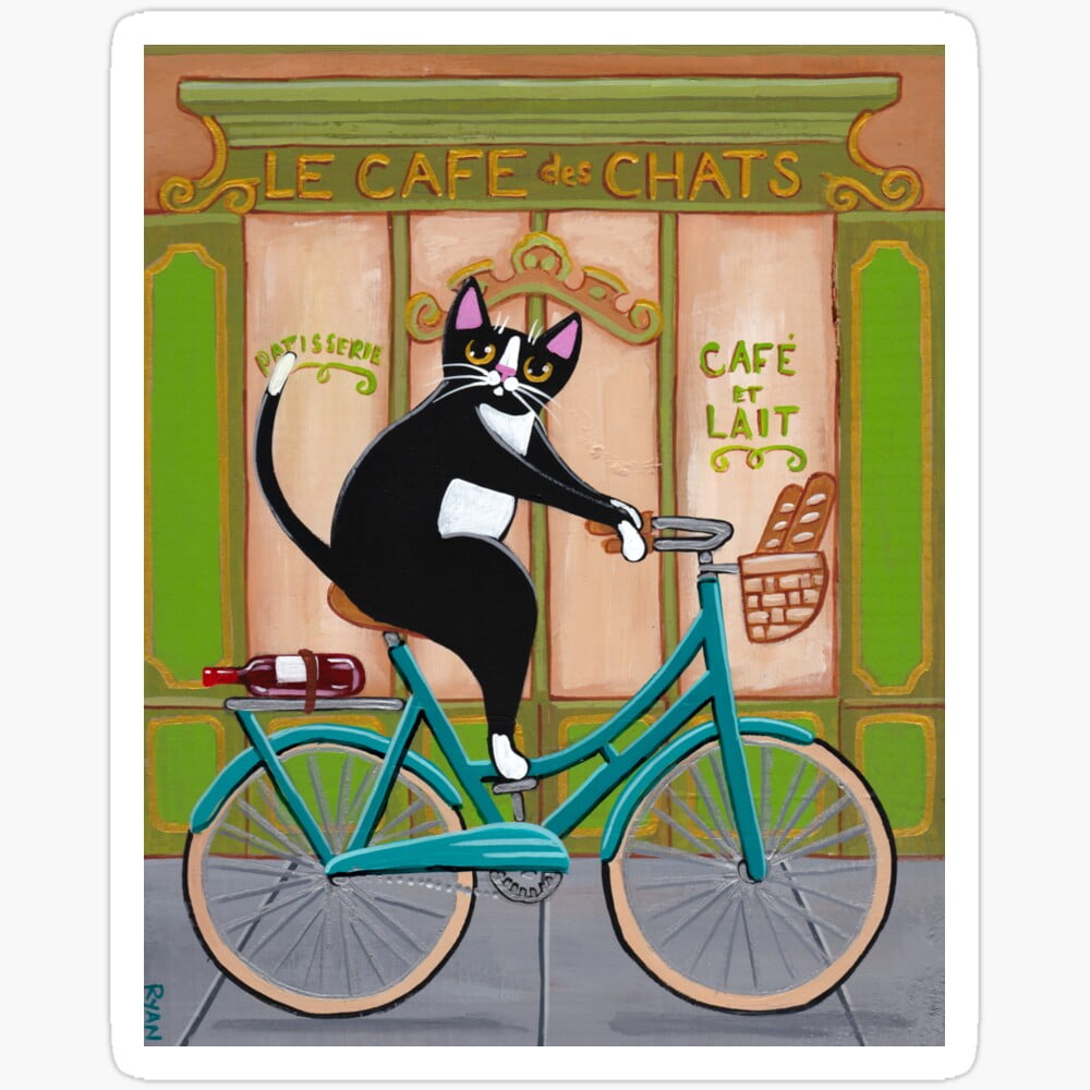 KIRAKIRA Bicycle Bread Run Cat Sticker. Single, trio, or squad ...