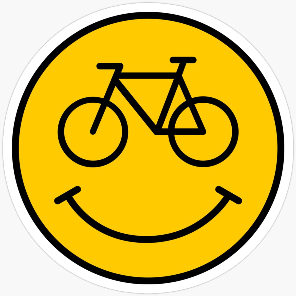 KIRAKIRA Bicycle Smiley Bike Smile Retro Cycling Emoji Sticker. Gift For You - Decorate Laptops ...