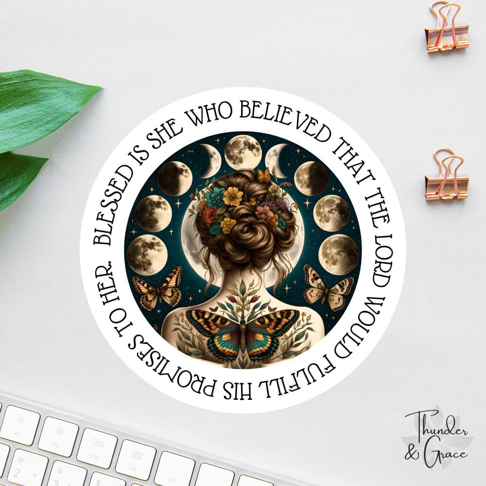 KIRAKIRA Blessed Is She Who Believed Sticker, Words Of Affirmation ...
