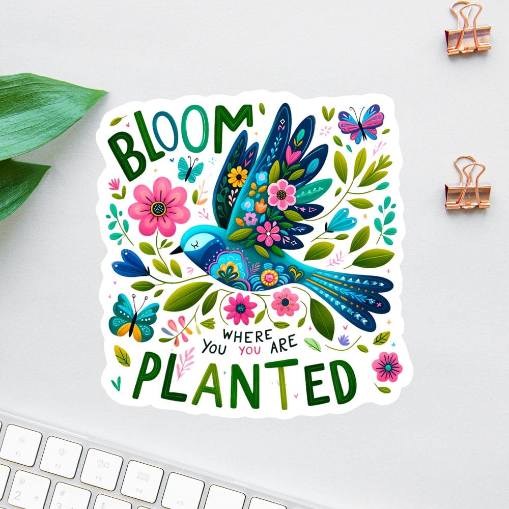KIRAKIRA Bloom Where You Are Planted Sticker, Words Of Affirmation ...
