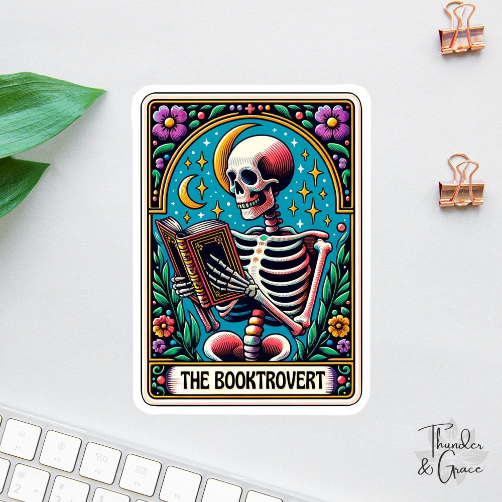 KIRAKIRA Booktrovert Sticker, The Reader, Tarot Card Sticker, Book ...