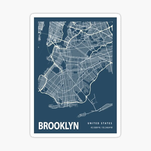 KIRAKIRA Brooklyn Blueprint City Map Sticker - Walmart.com