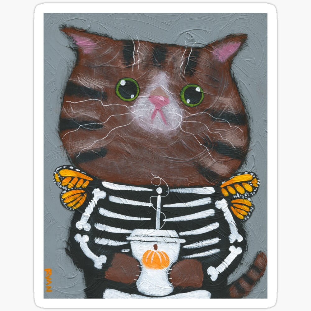 KIRAKIRA Brown Tabby Winged Skeleton Sticker. Single, trio, or squad — Collect them all ...