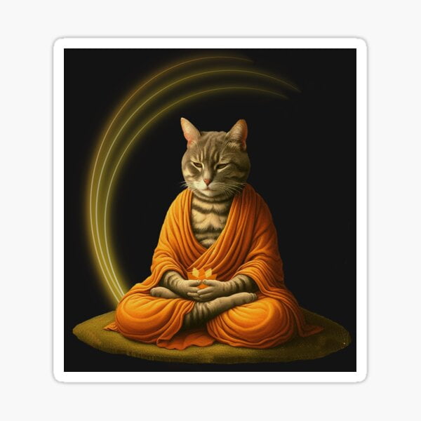 KIRAKIRA Buddhist cat meditating with lotus Sticker - Walmart.com