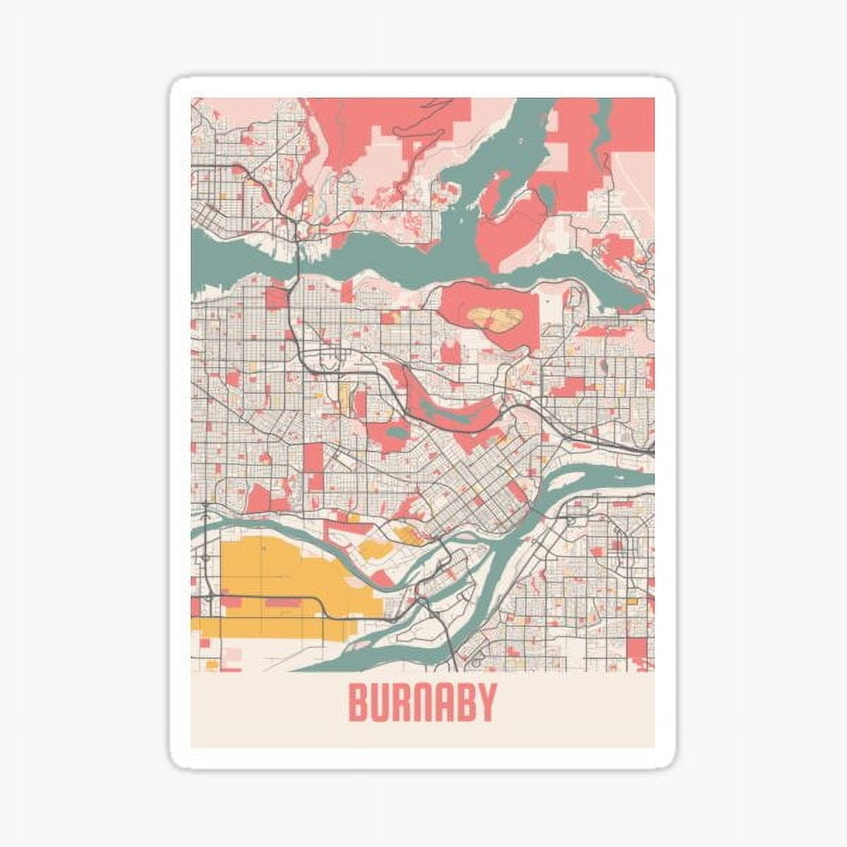 KIRAKIRA Burnaby City Map Chalk Retro City Map Poster Sticker - Walmart.com